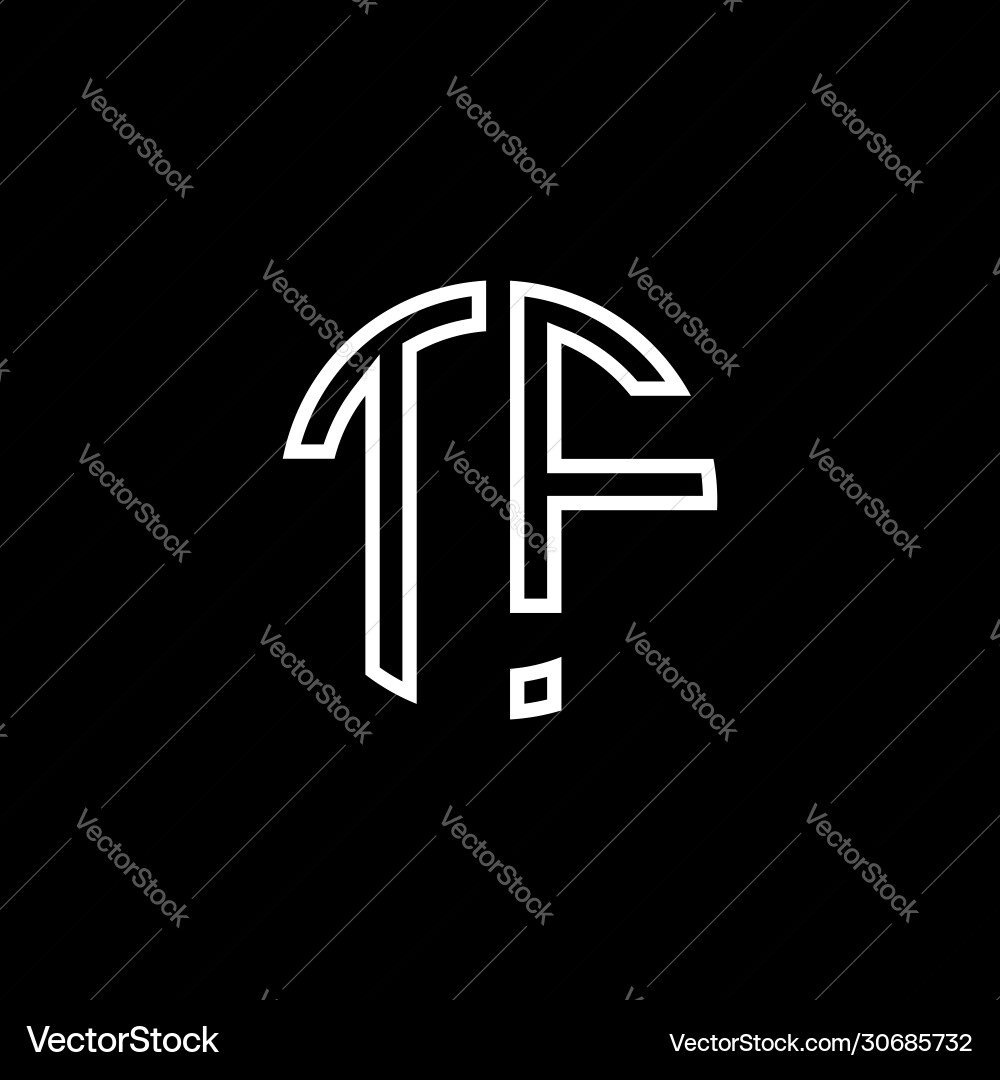 Tf monogram logo circle ribbon style outline Vector Image
