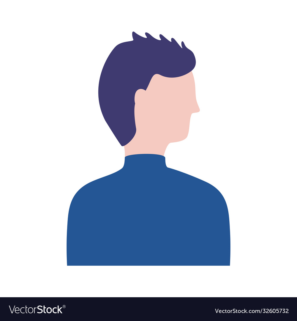 Young man profile avatar character flat style icon