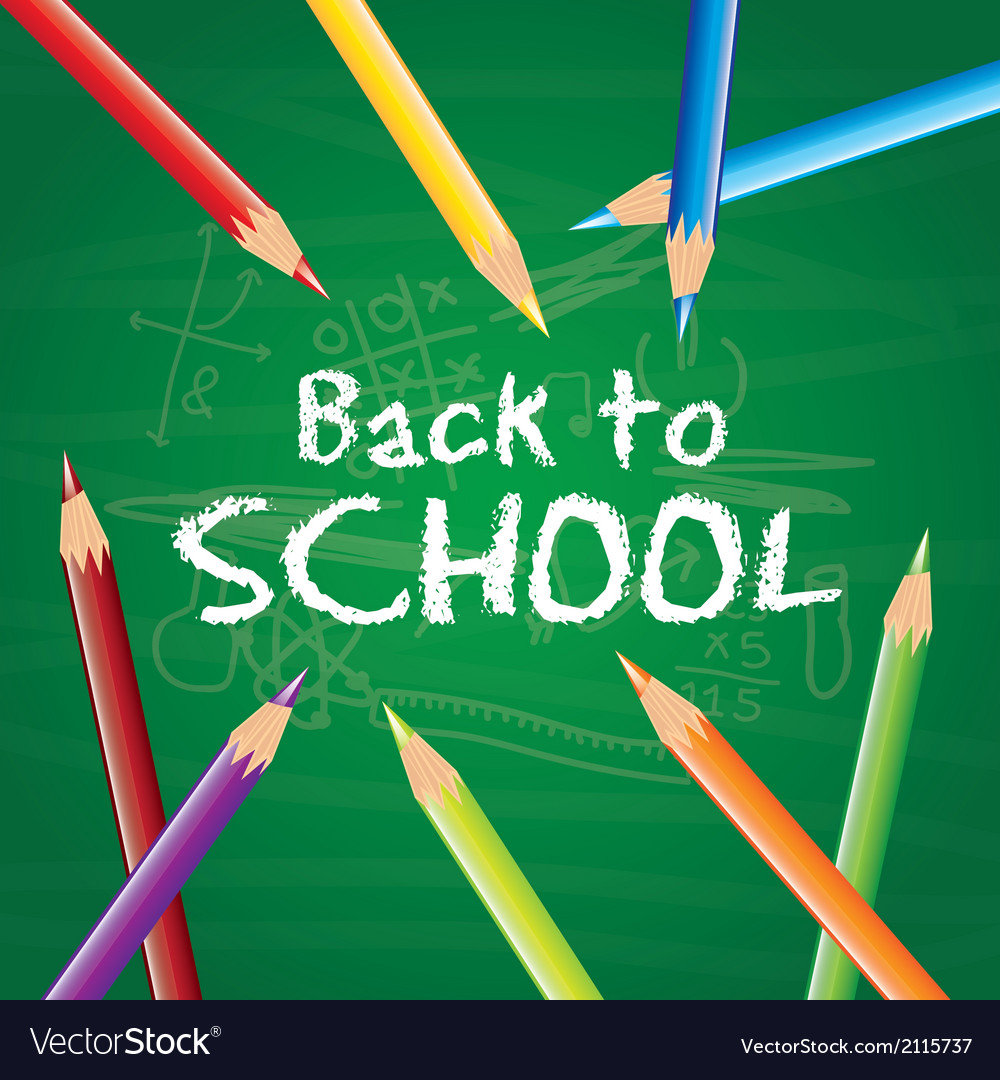 Back to school with colored pencils over Vector Image