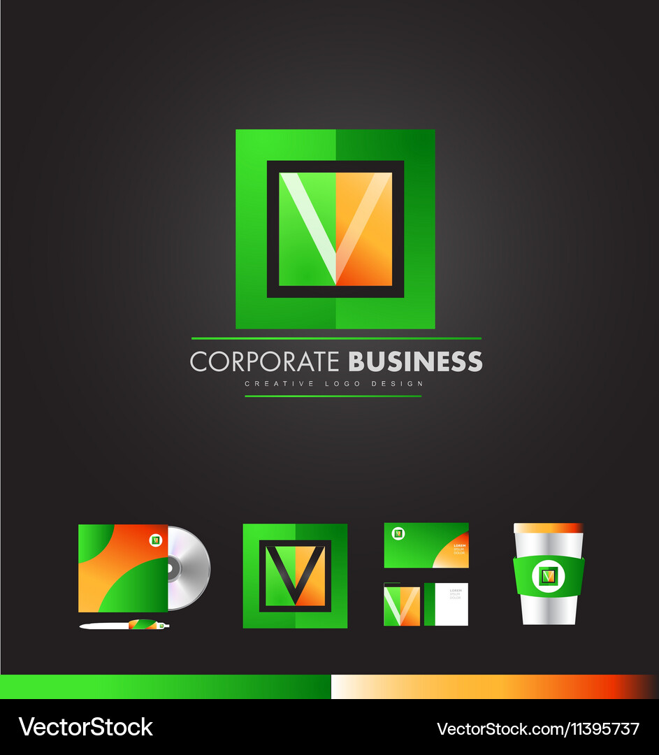 Corporate square letter v logo icon design Vector Image