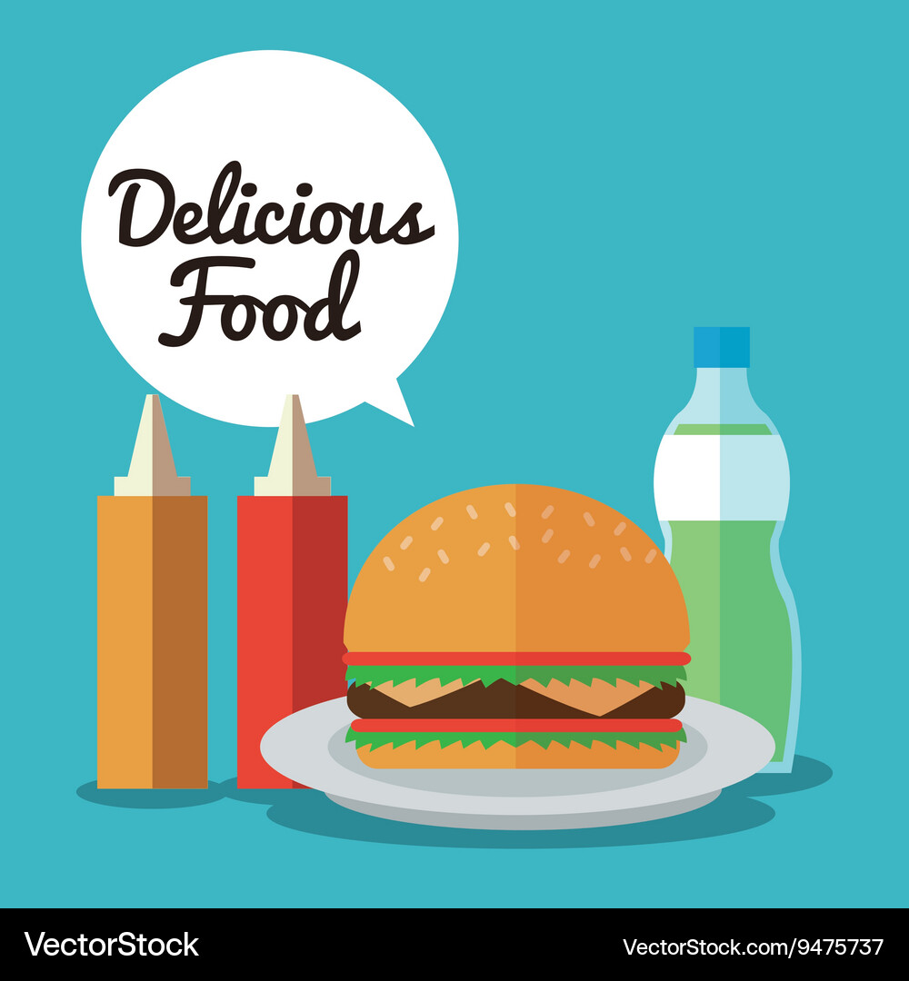 Delicius food hamburger icon menu concept Vector Image