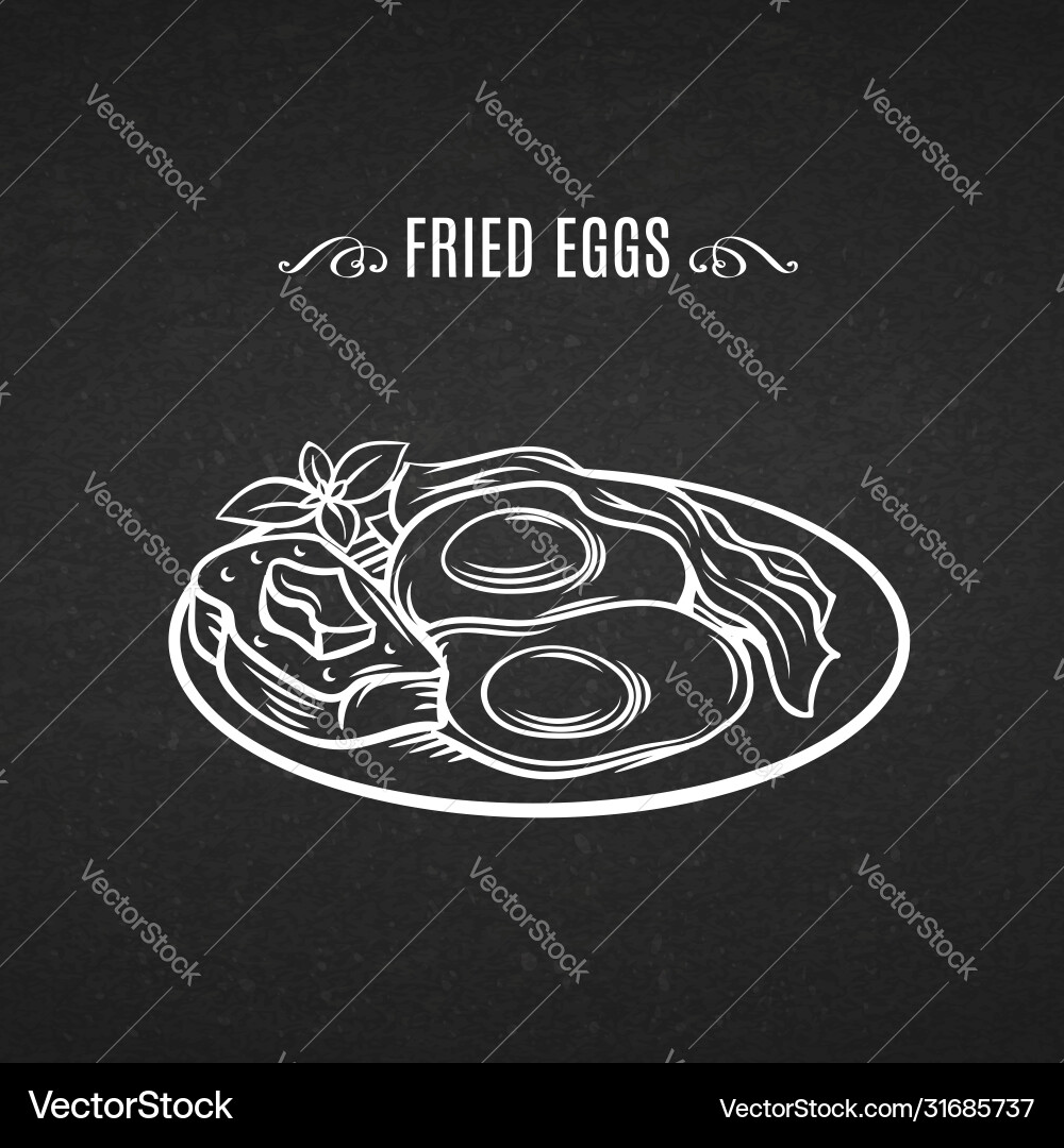 Hand drawn line icon breakfast bacon and eggs Vector Image
