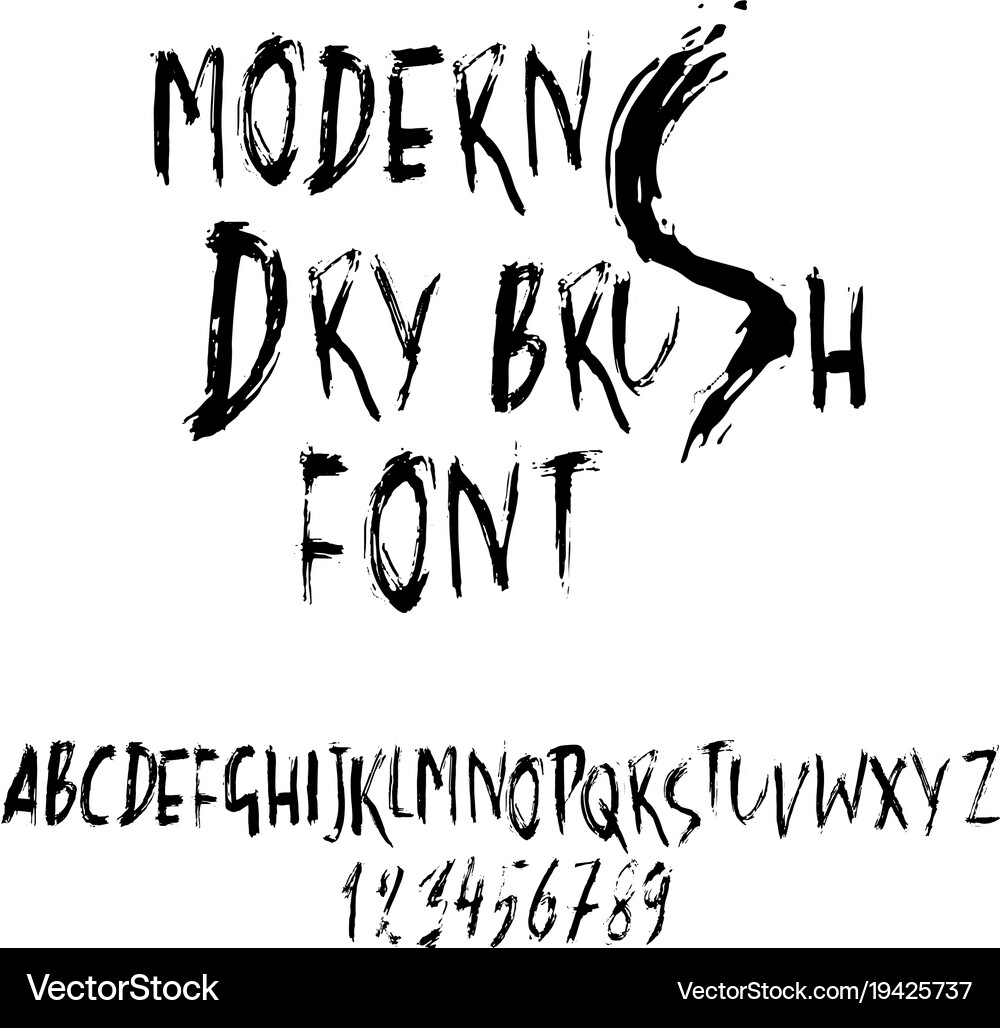 Handdrawn dry brush font modern lettering Vector Image