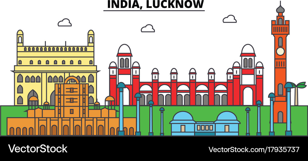 India lucknow hinduism city skyline Royalty Free Vector