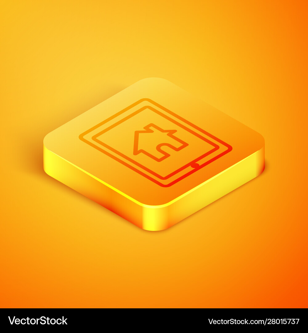 Isometric line tablet and smart home icon isolated