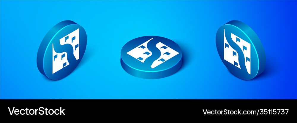 Isometric route location icon isolated on blue Vector Image