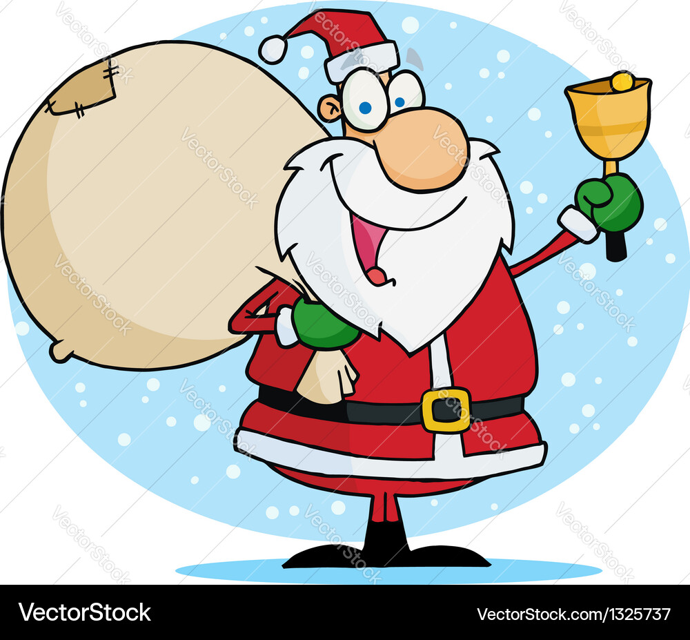 Jolly christmas santa ringing a bell Royalty Free Vector