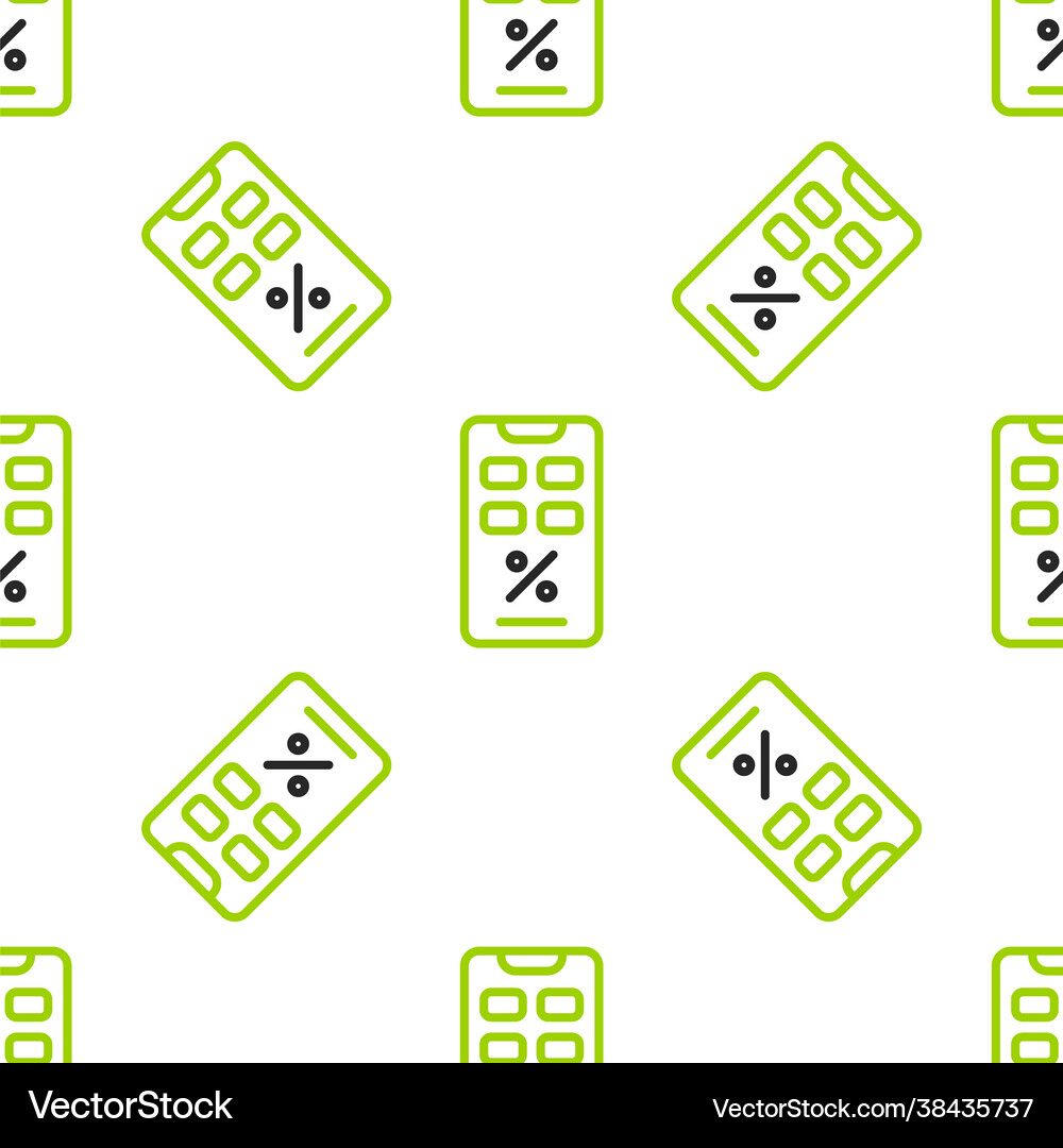 Line percent discount and mobile phone icon Vector Image