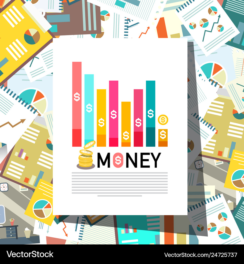 Paperwork background with money graph on top paper