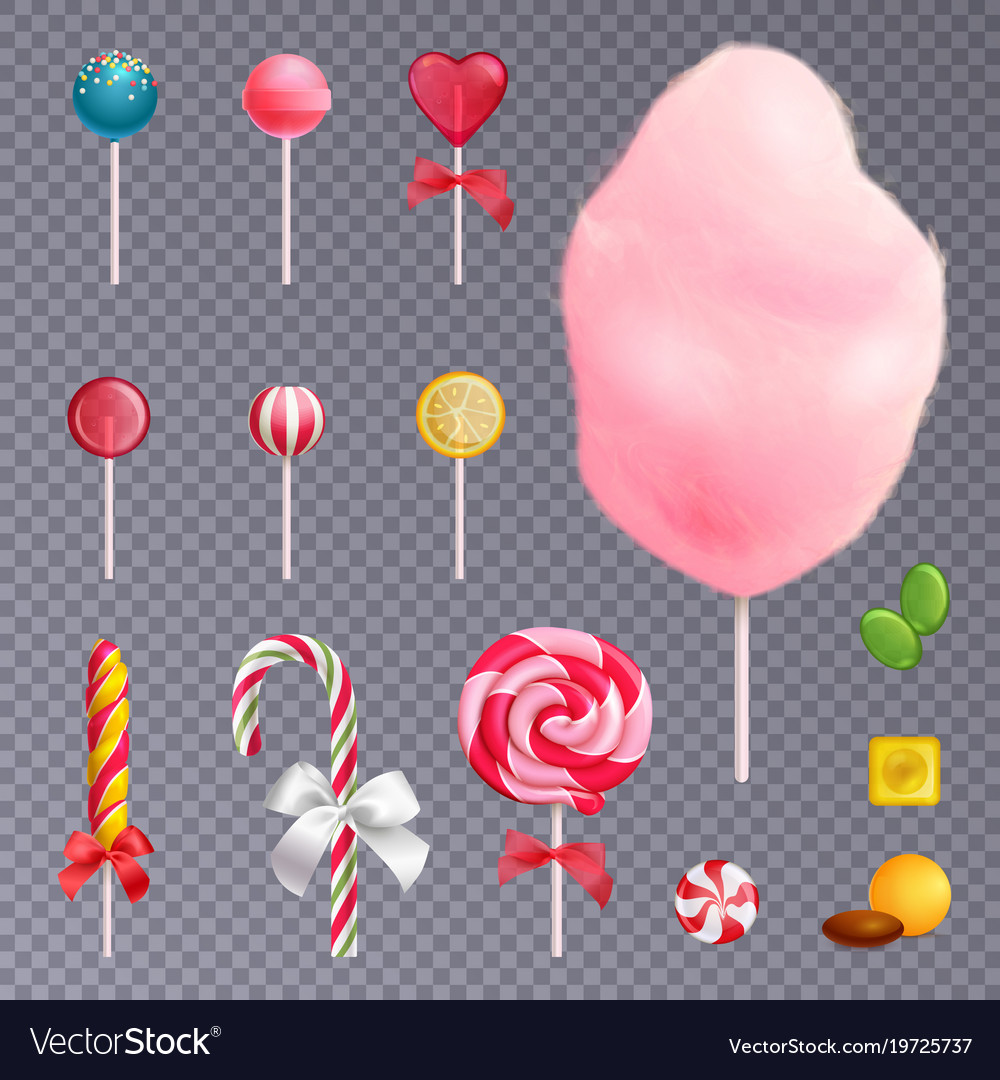 Realistic sweets transparent background set Vector Image