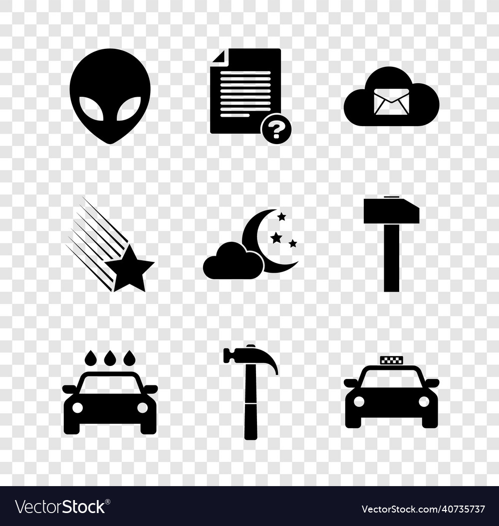 Set alien unknown document cloud mail server Vector Image Set alien unknown document cloud mail server Vector Image