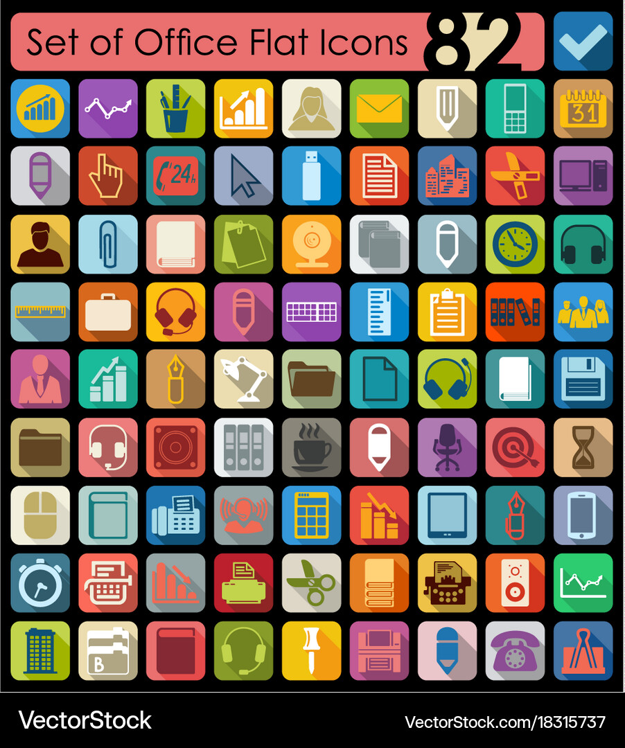 Set of office icons Royalty Free Vector Image - VectorStock