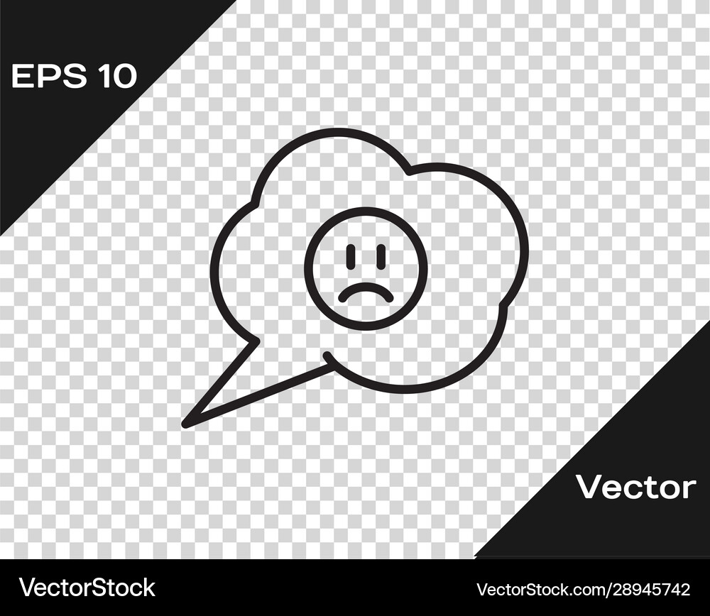 Black line speech bubble with sad smile icon Vector Image