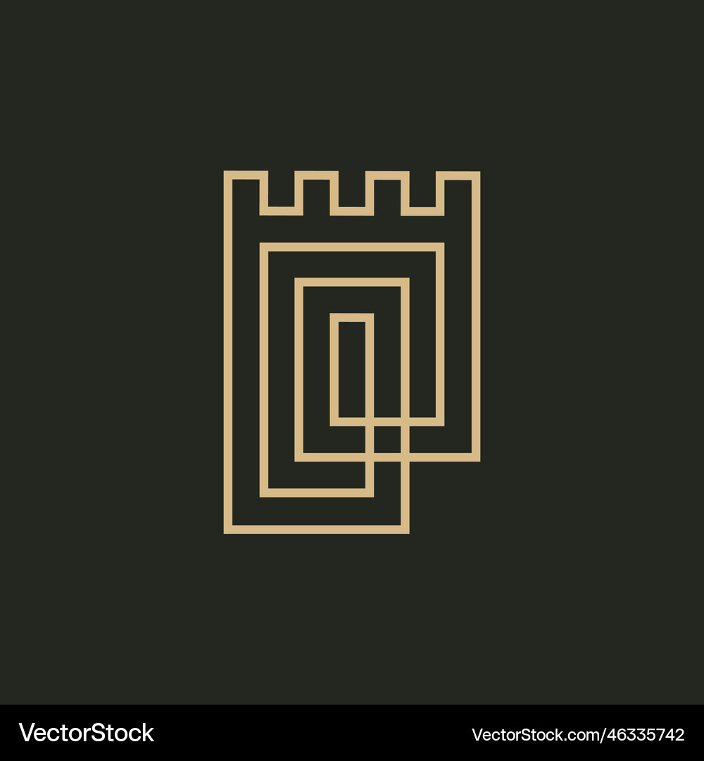 Castle fortress outline logo icon Royalty Free Vector Image