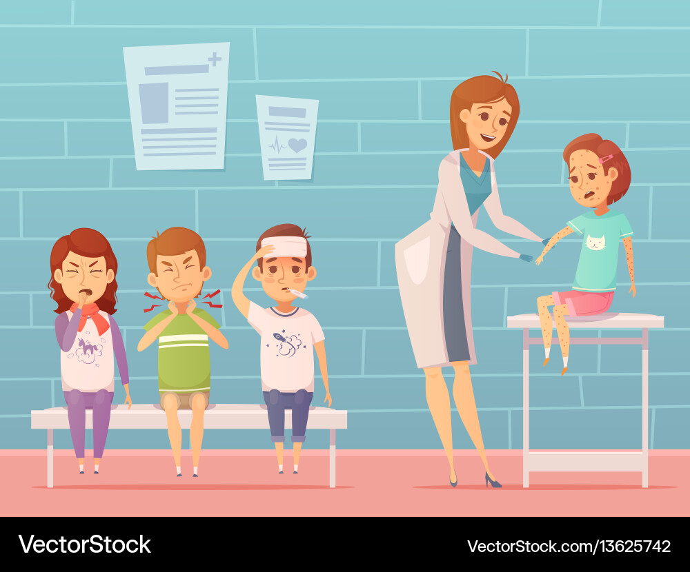 Children visit pediatrician composition Royalty Free Vector