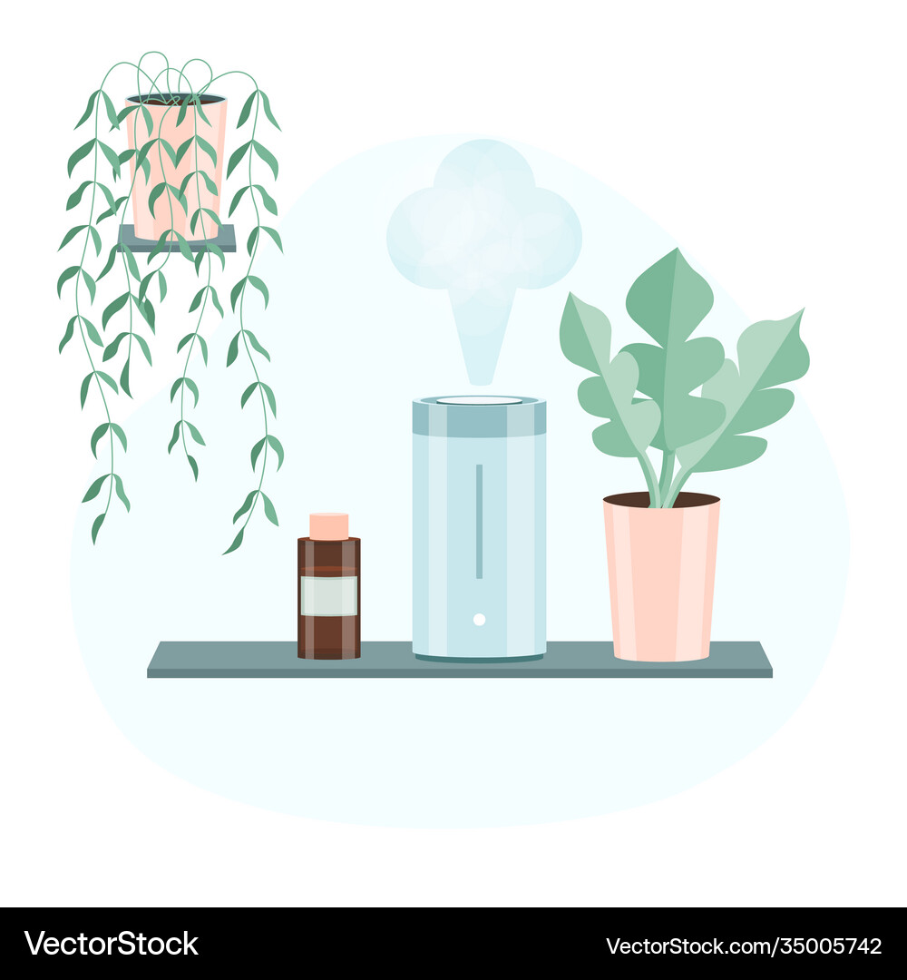 Decorative ultrasonic home diffuser with a jar of Vector Image