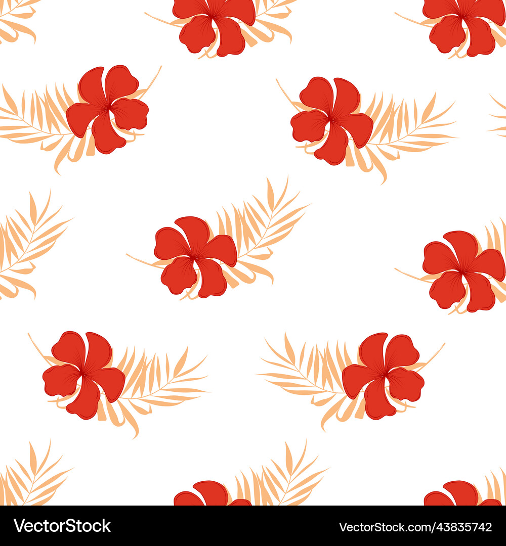 Floral seamless pattern tropical red flowers Vector Image