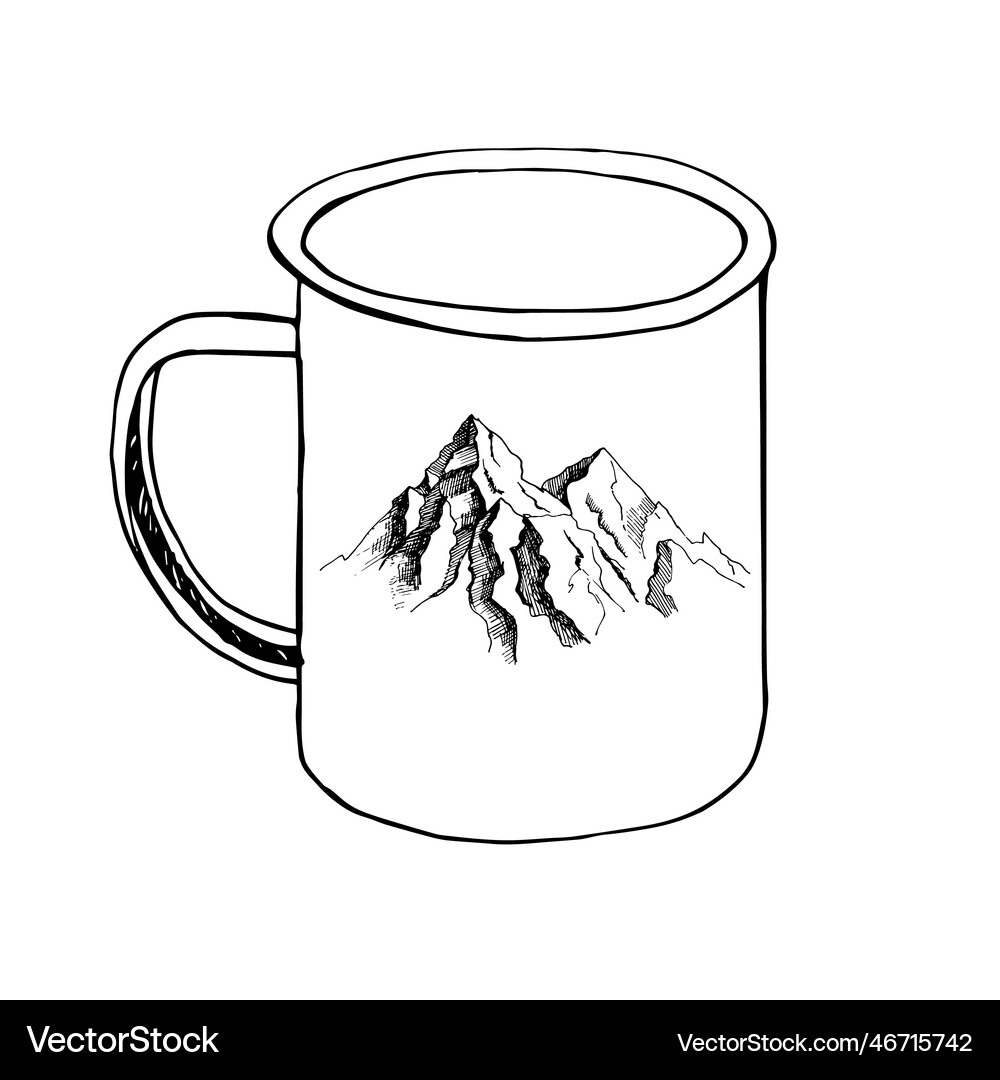 Hand drawn of a mug decorated Royalty Free Vector Image