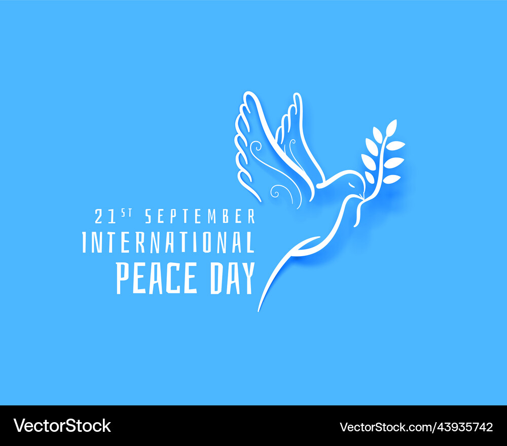 Happy 21th september template with dove and olive Vector Image