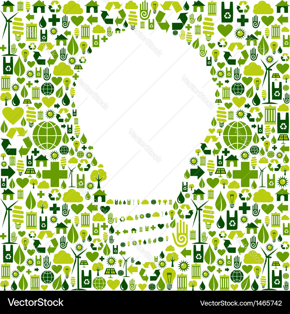 Light bulb symbol with green icons background Vector Image