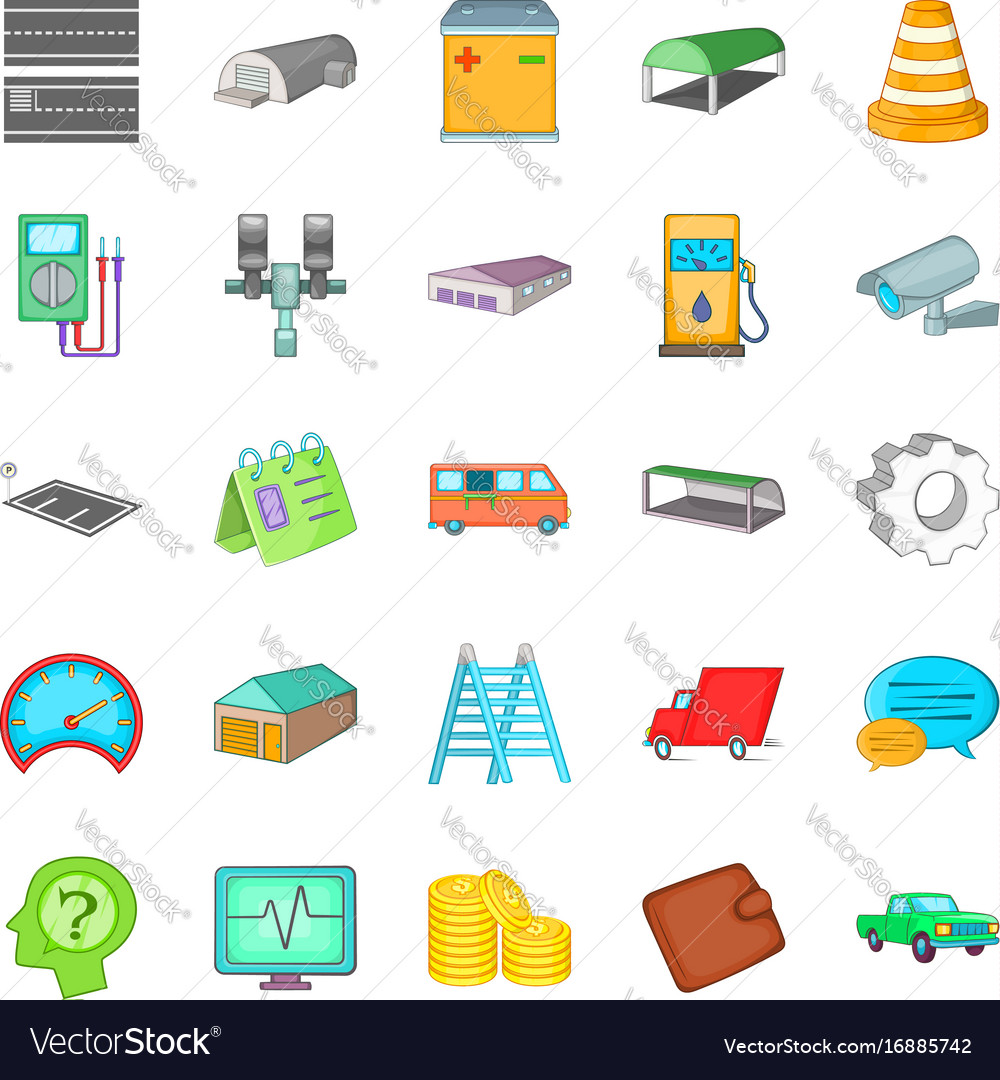 Repository icons set cartoon style Royalty Free Vector Image