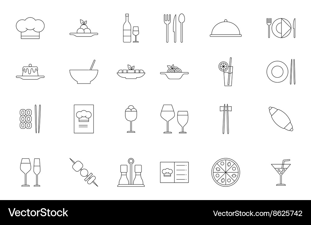 Restaurant Food Icons Set Royalty Free Vector Image