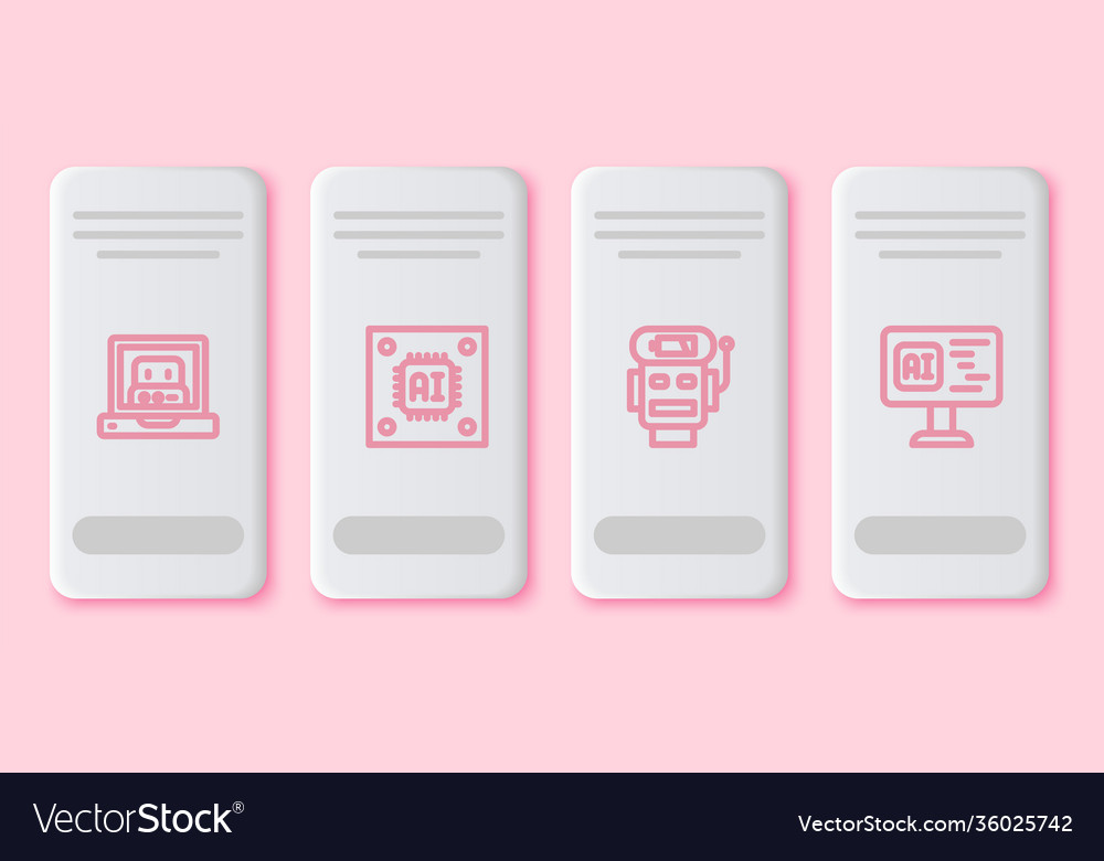 Set line creating robot processor Royalty Free Vector Image Set line creating robot processor Royalty Free Vector Image