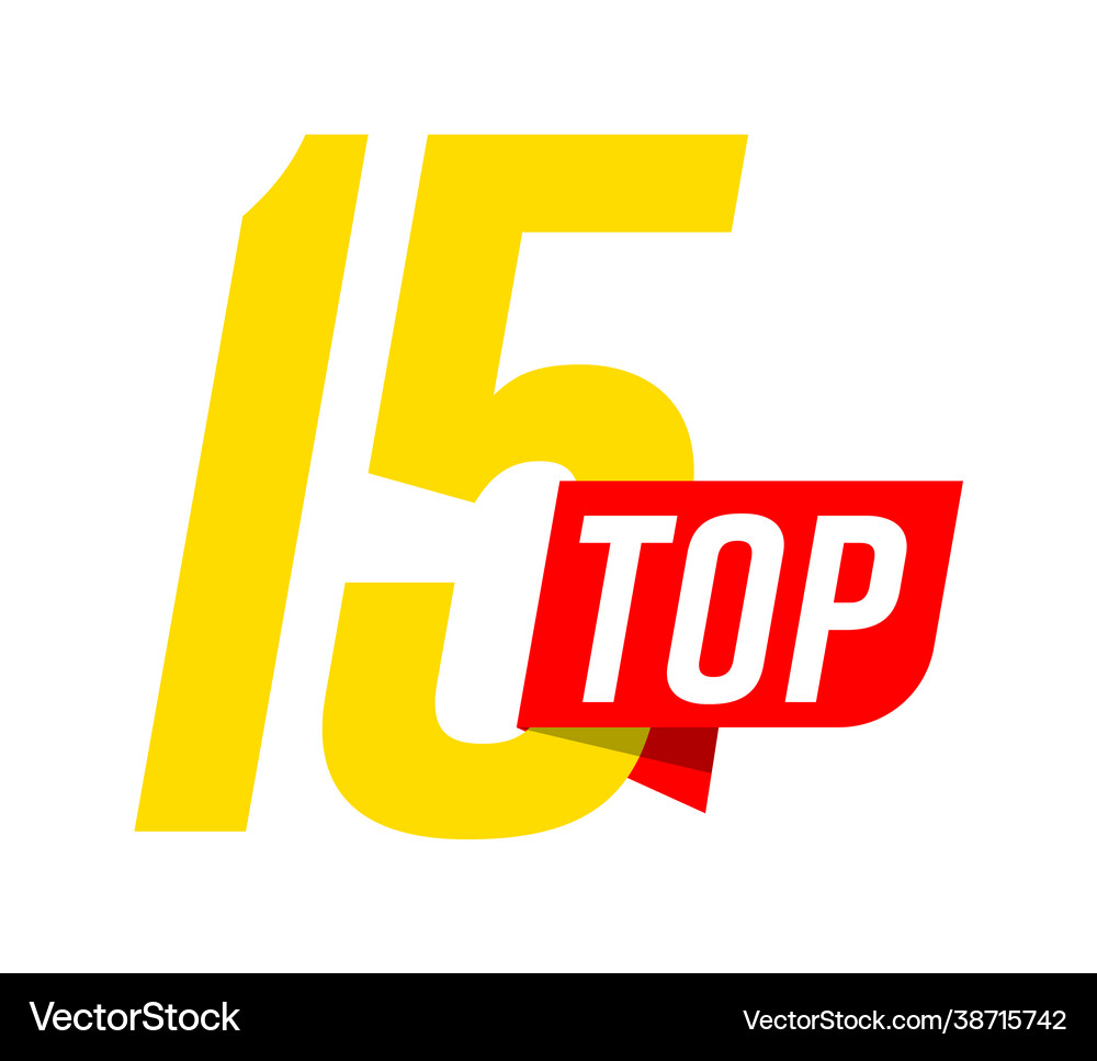 Top 15 rating mark isolated on white background Vector Image