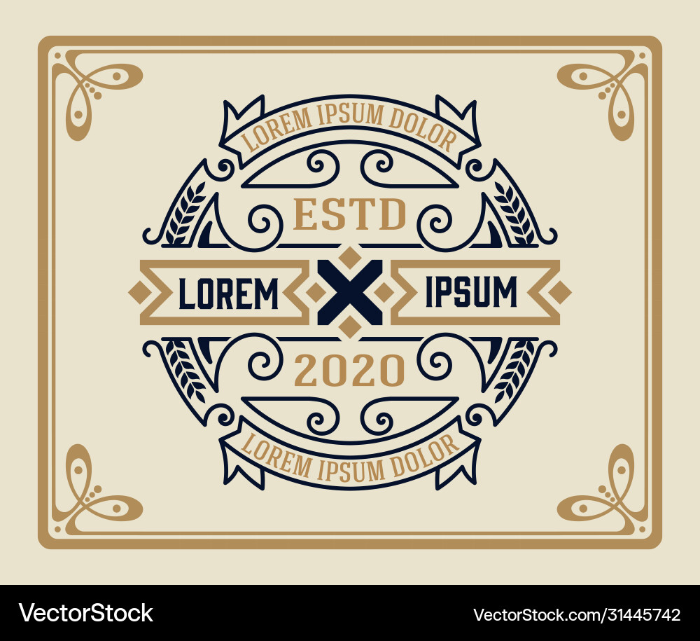 Vintage logo or banner layout with ornamental Vector Image