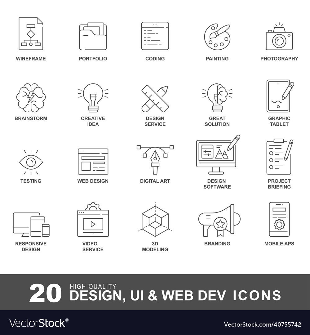 Web and graphic design icons creative Royalty Free Vector