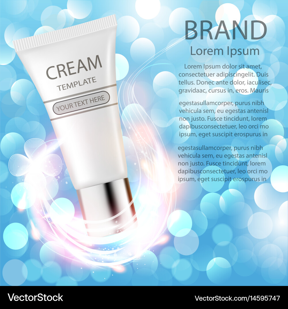 Advertising cosmetics cream sparkling background Vector Image