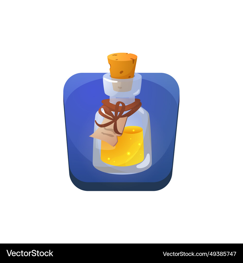 Bottle with yellow potion game icon cartoon Vector Image