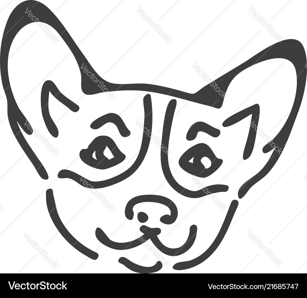 Corgi dog head tattoo design Royalty Free Vector Image