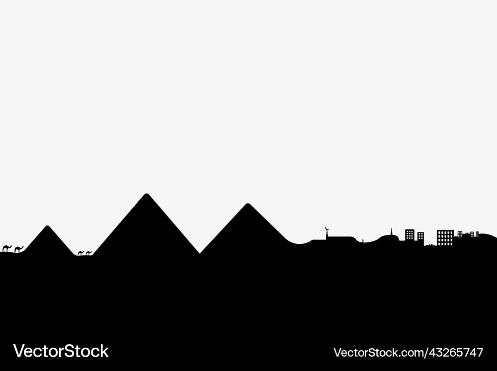 Egyptians pyramids landscape silhouette Royalty Free Vector