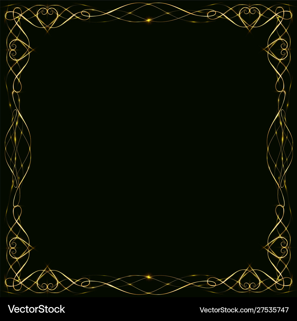 Golden wedding braided heart pattern on dark Vector Image