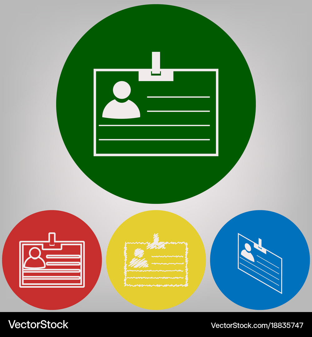 Id card sign 4 white styles icon Royalty Free Vector Image