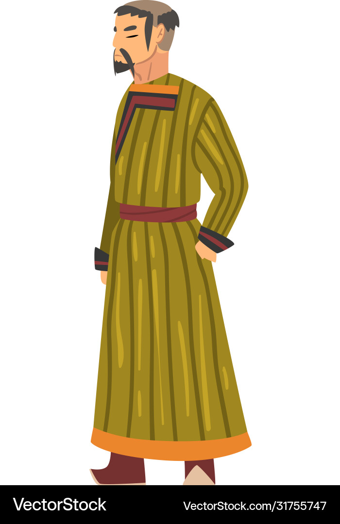 Mongol man central asian character in traditional Vector Image