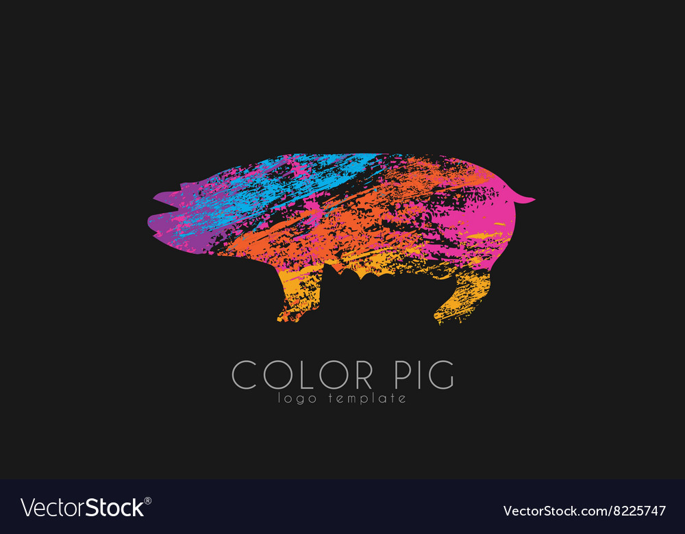 Pig logo color creative design Royalty Free Vector Image