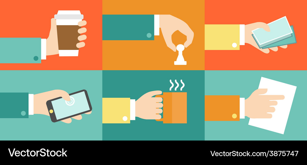 Set of hands purchase payment credit flat Vector Image