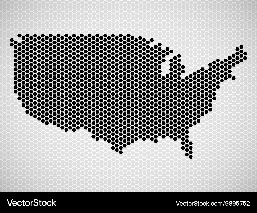 Abstract map of usa from hexagons Royalty Free Vector Image