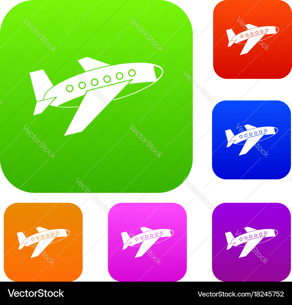 Airplane set color collection Royalty Free Vector Image