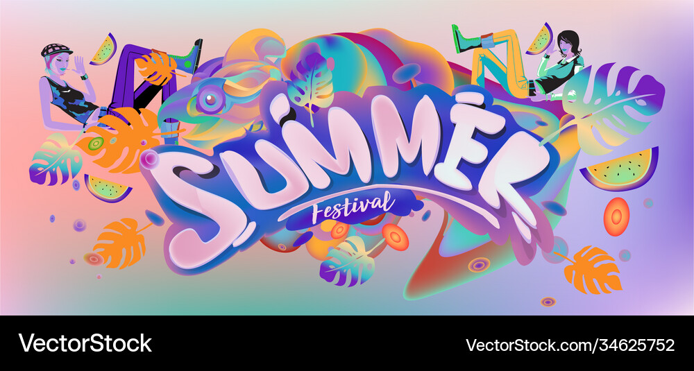 Colorful summer banner tropical background Vector Image