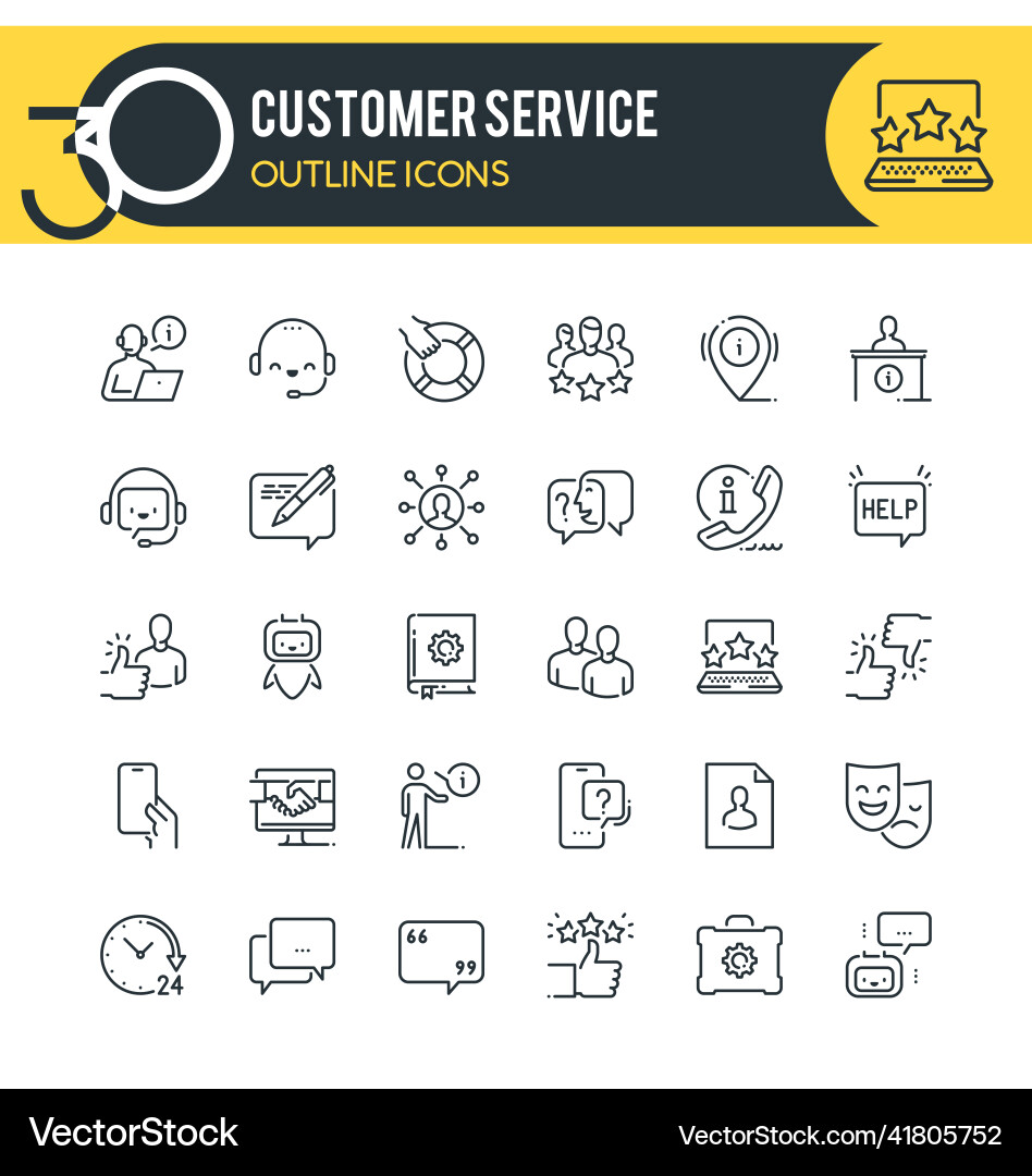 Customer service outline icons Royalty Free Vector Image