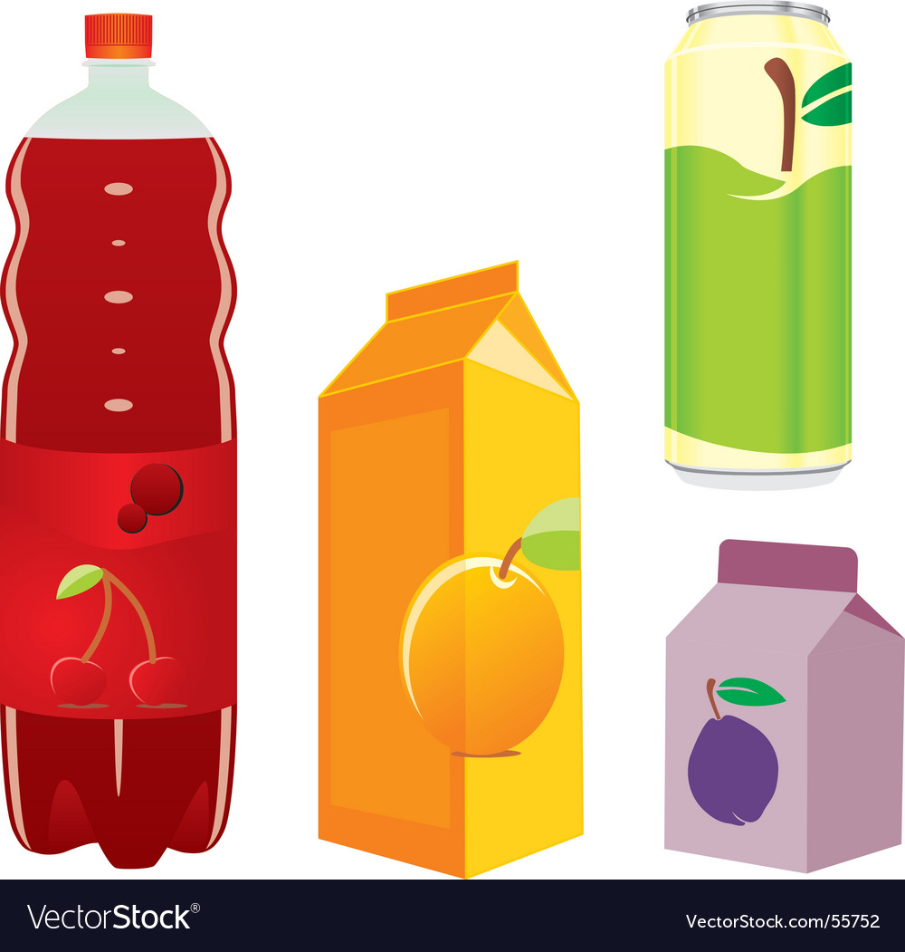 Juice containers Royalty Free Vector Image - VectorStock