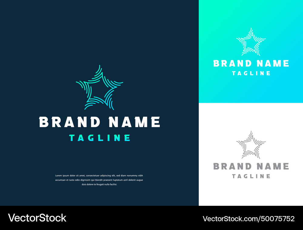 Luxury green star logo designs template Royalty Free Vector