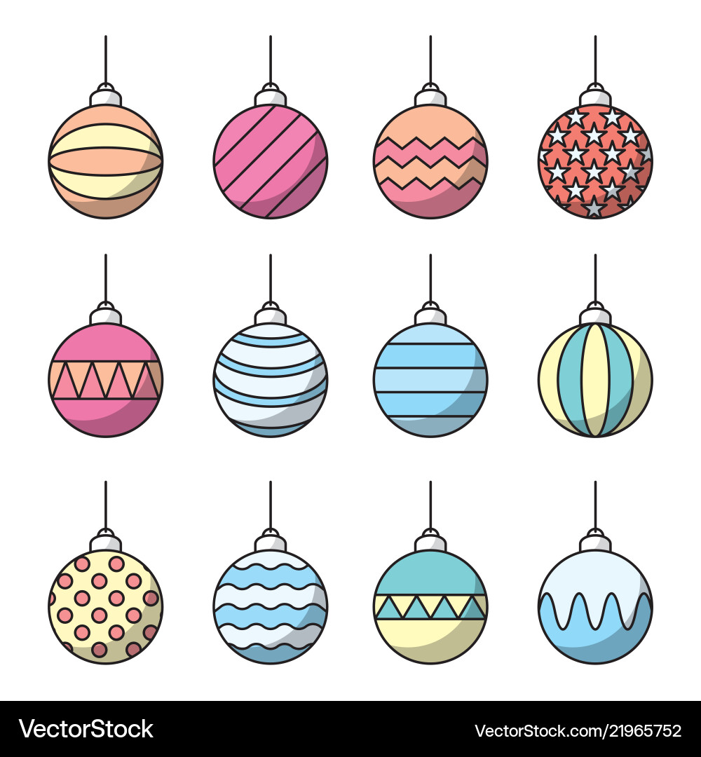 Set christmas balls icon line art Royalty Free Vector Image