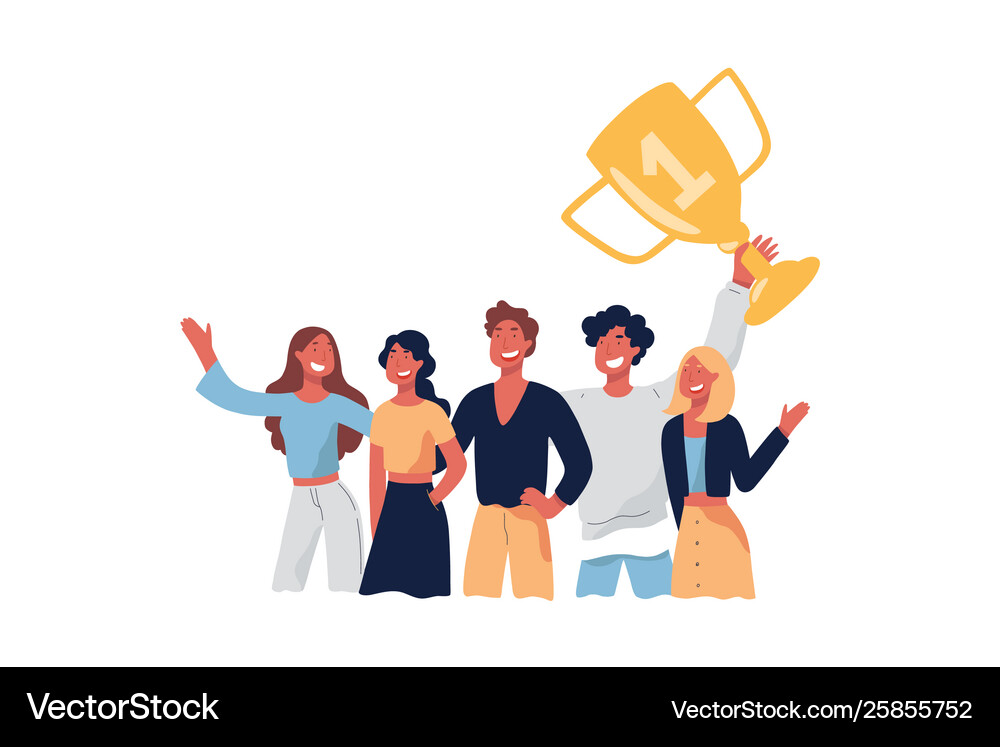 Team celebrating victory smiling people Royalty Free Vector