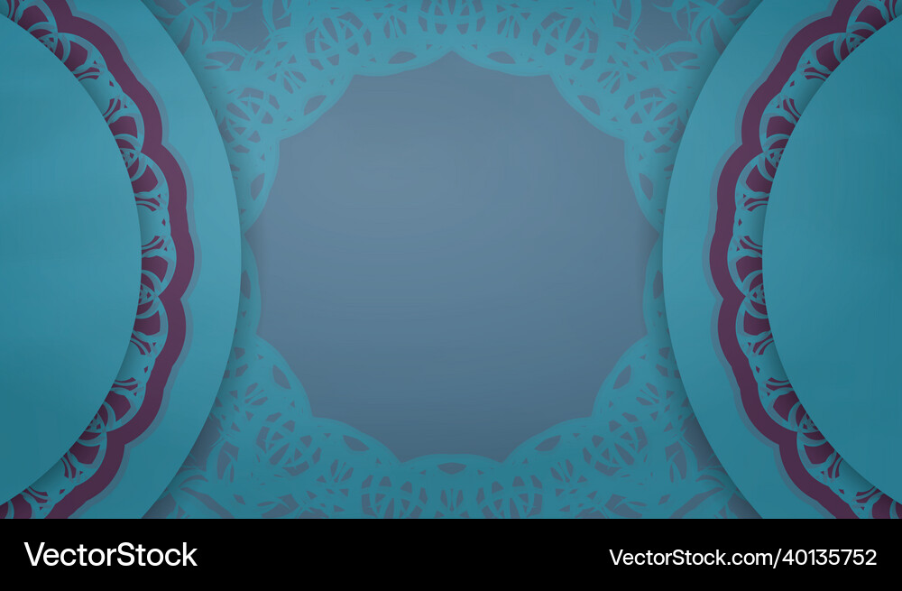 Turquoise banner template with mandala purple Vector Image