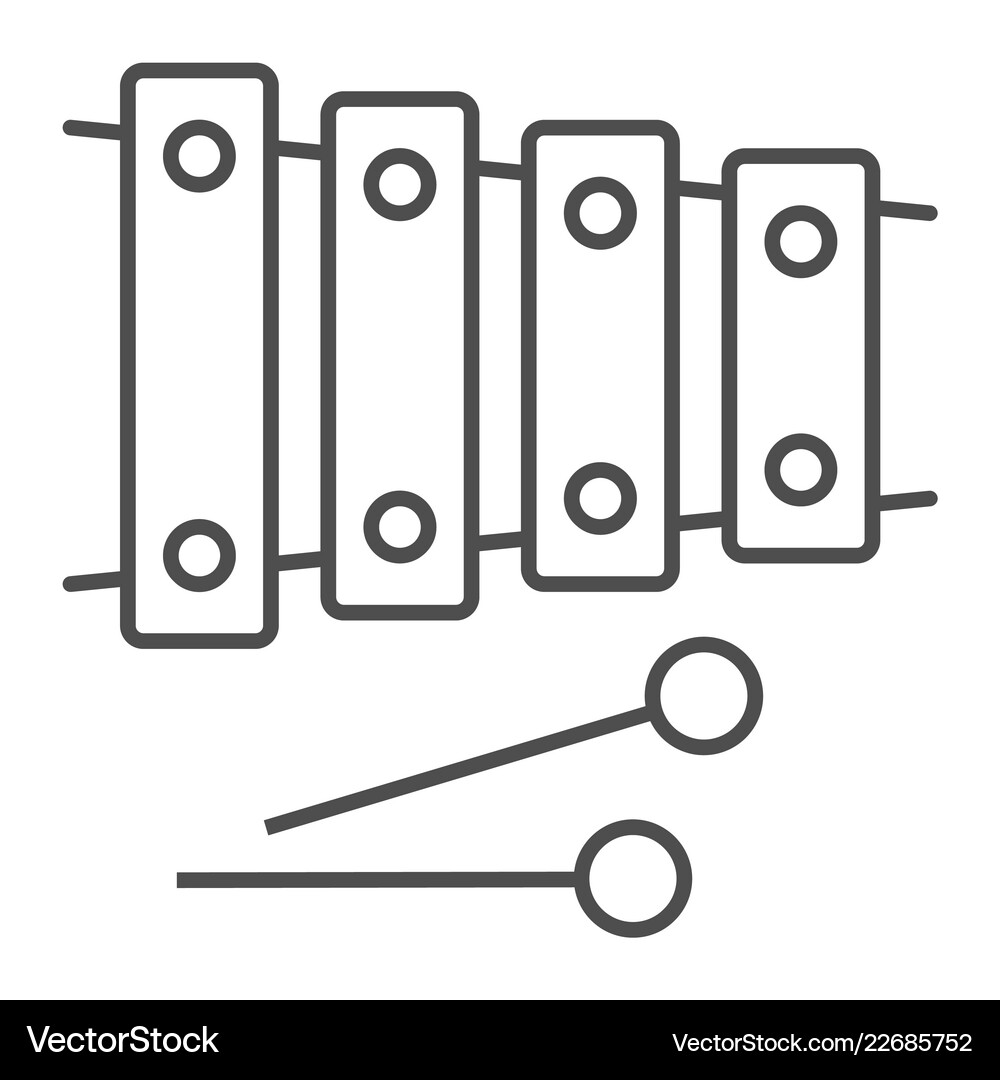 Xylophone thin line icon musical and percussion Vector Image