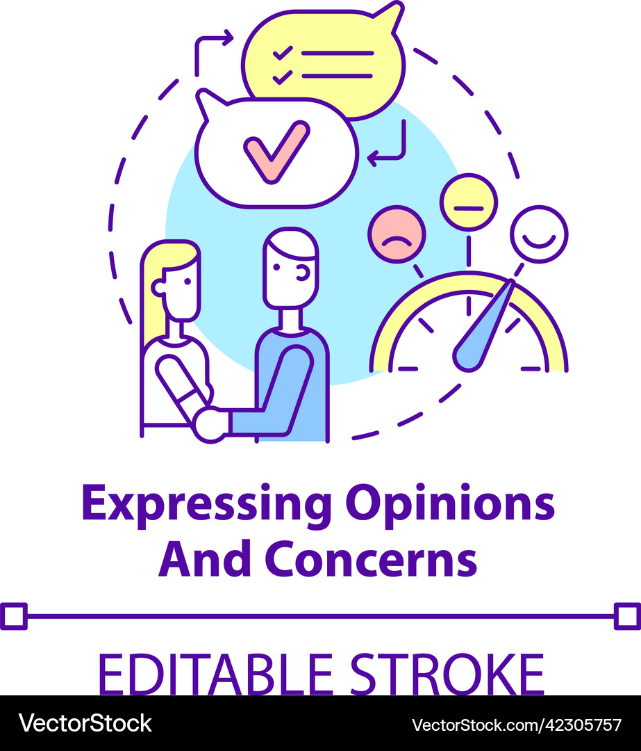 Expressing opinions and concerns concept icon Vector Image